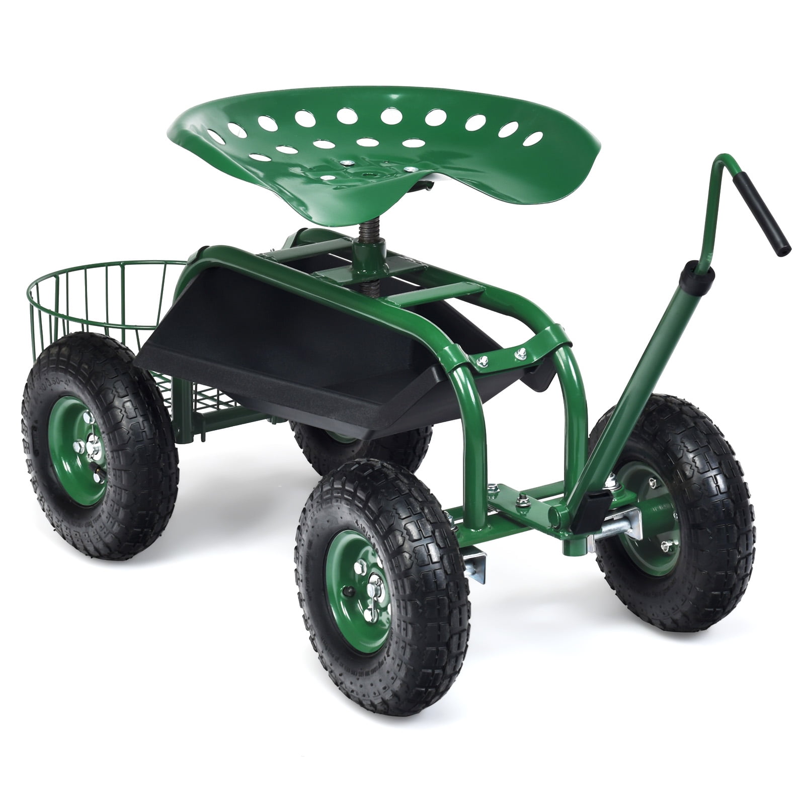 Costway Garden Cart Rolling Work Seat for Planting with Extendable ...