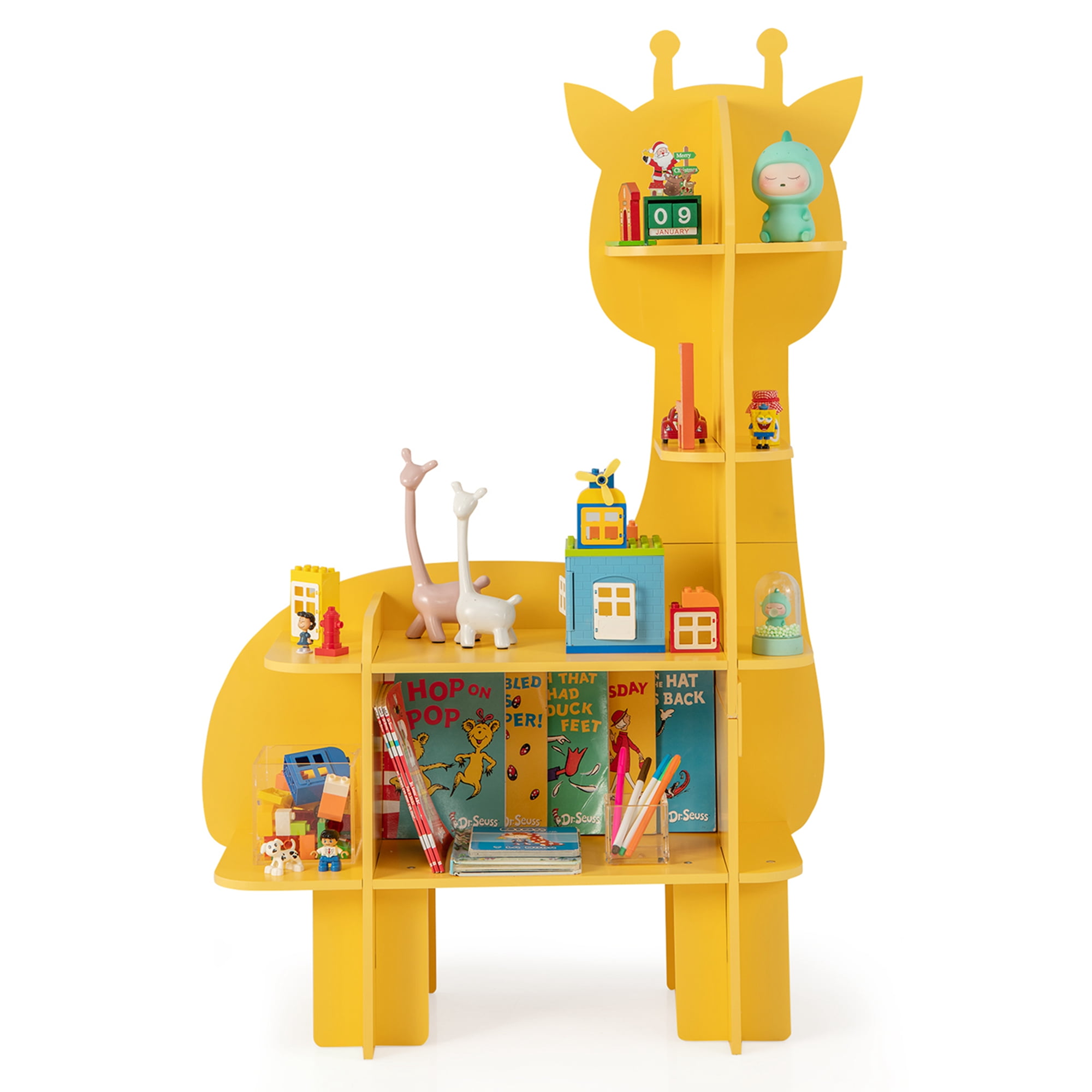 Costway Giraffe Bookcase for Kids 4-Tier Toy Storage Organizer with ...