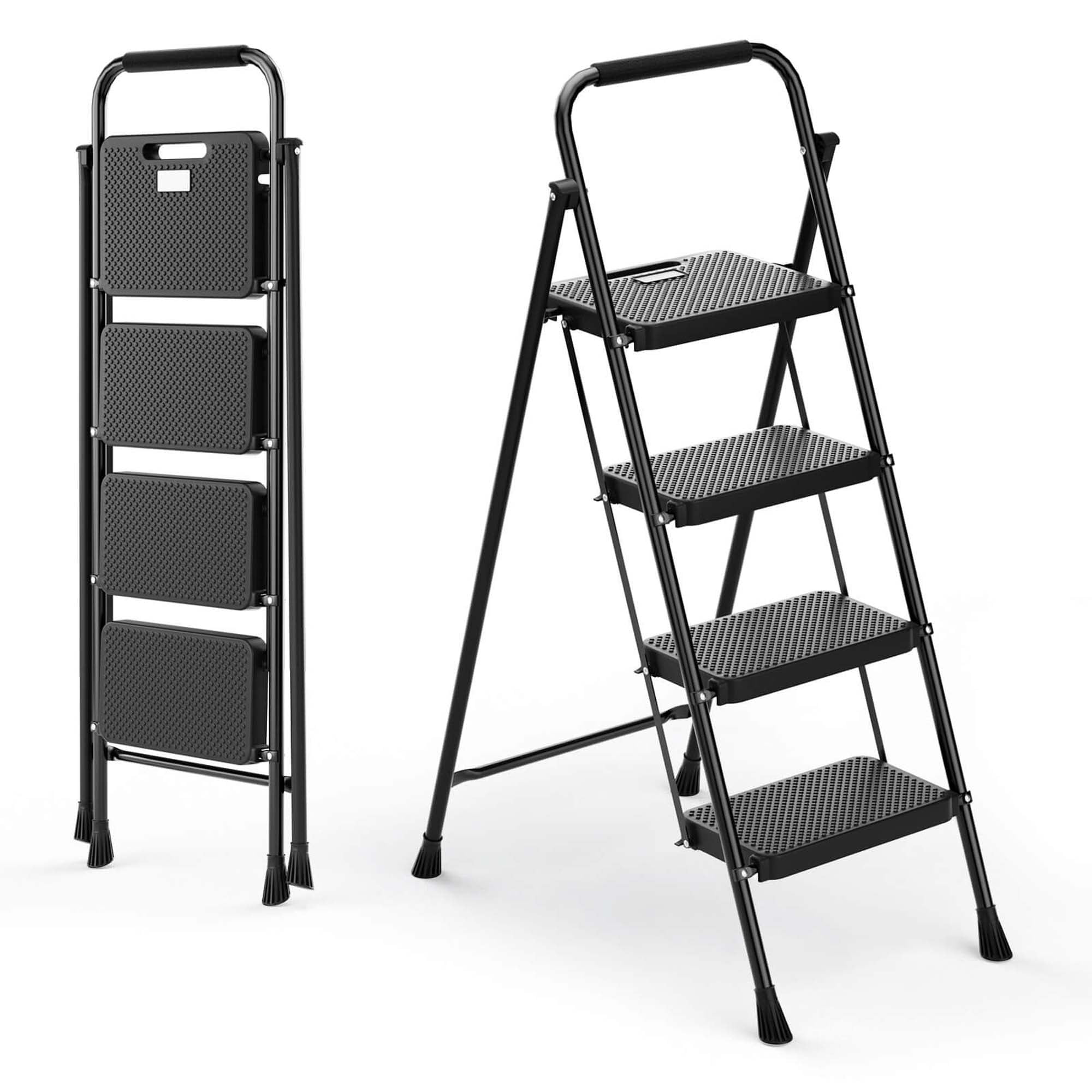 Costway Goplus Portable Folding 4 Step Ladder with Safety Handrails, 50 ...