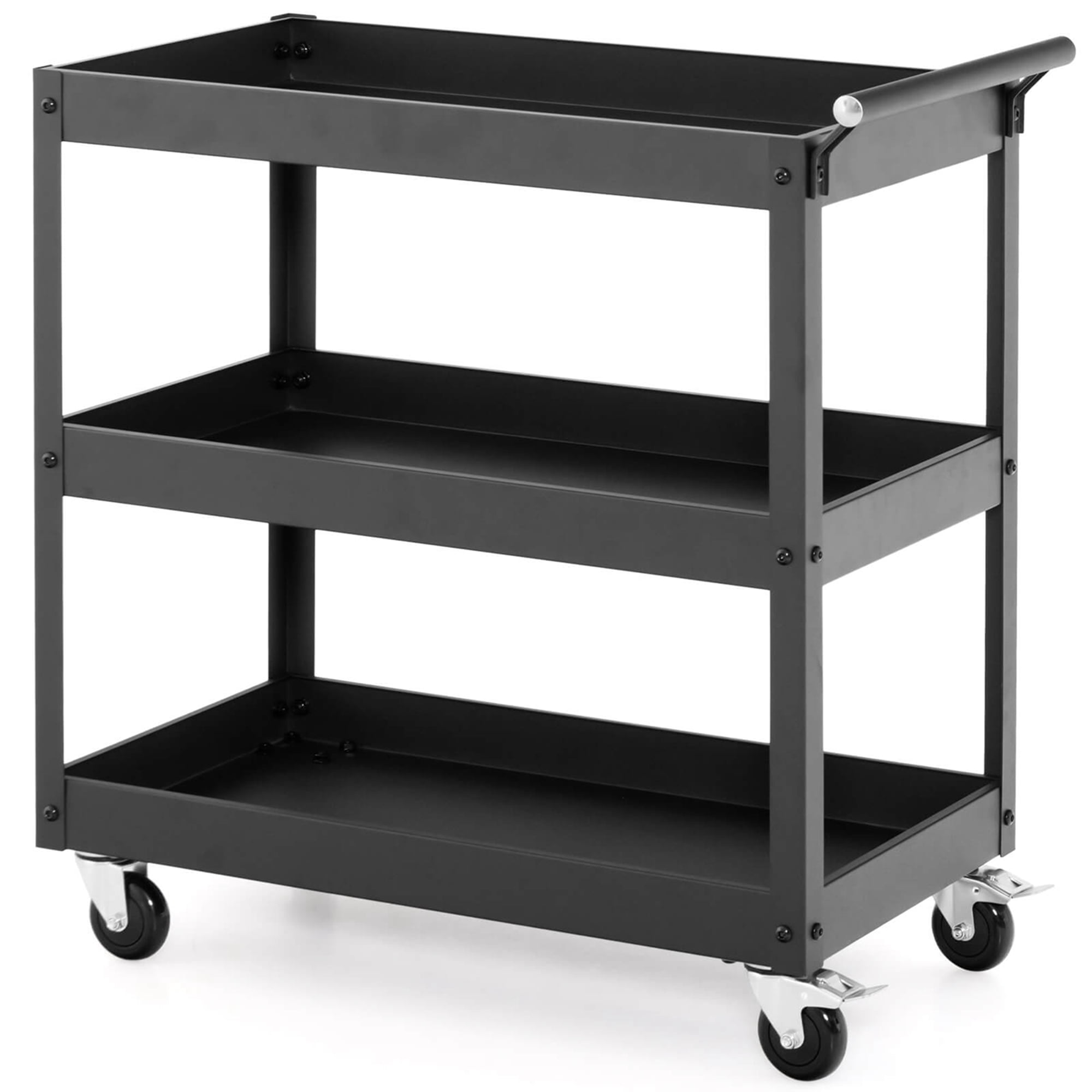 Costway 3-Tier Heavy Duty Utility Cart, Rolling Wheels Service Trolley ...