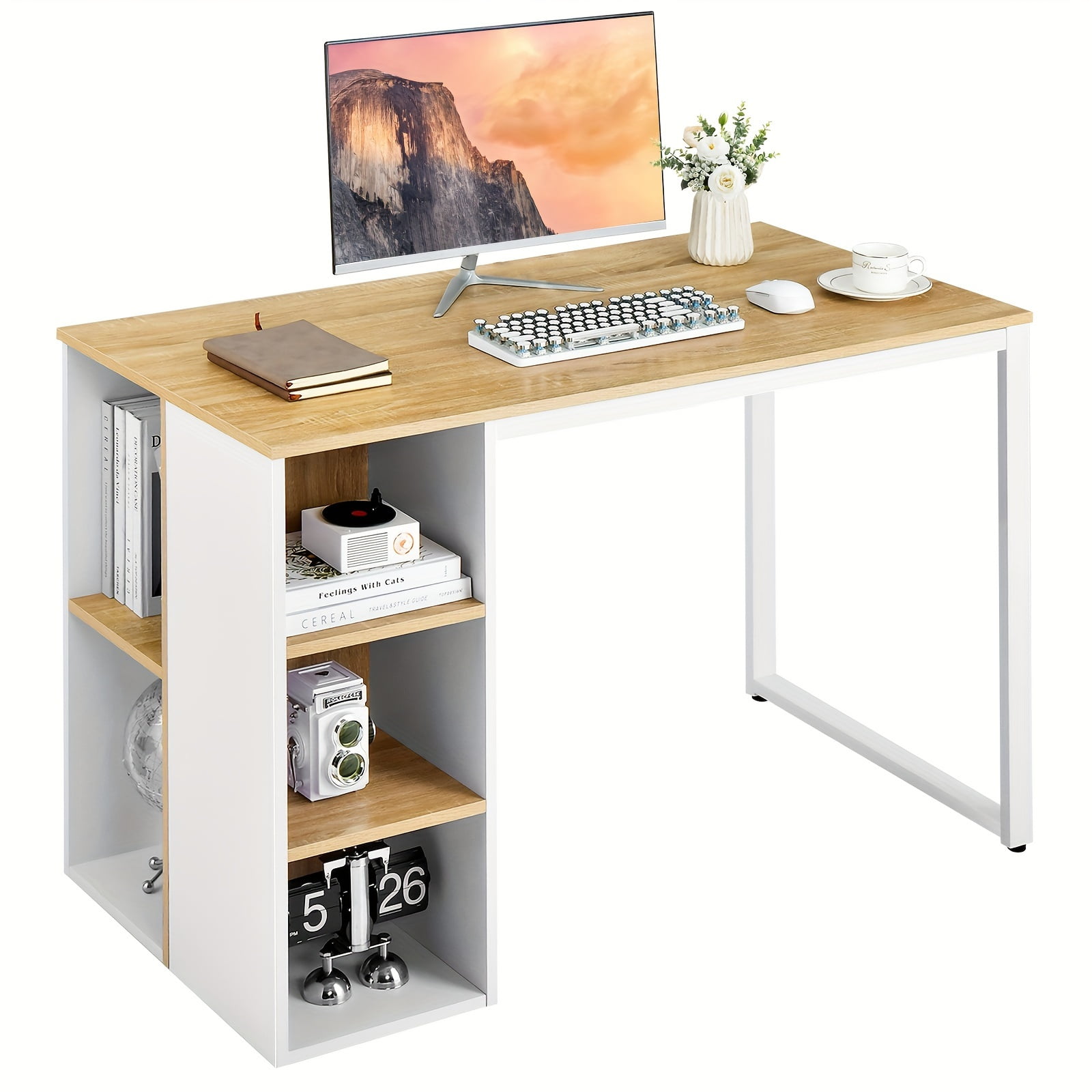 Costway Home Office Computer Desk Laptop Table Writing Workstation w/ 5 ...