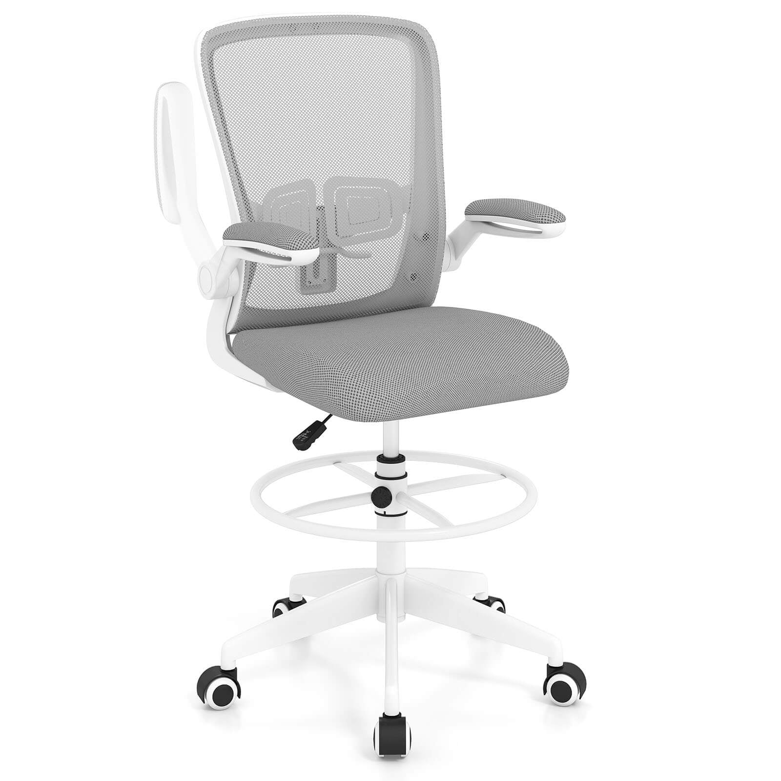 Costway Home Office Drafting Chair with Flip-Up Armrests Adjustable ...