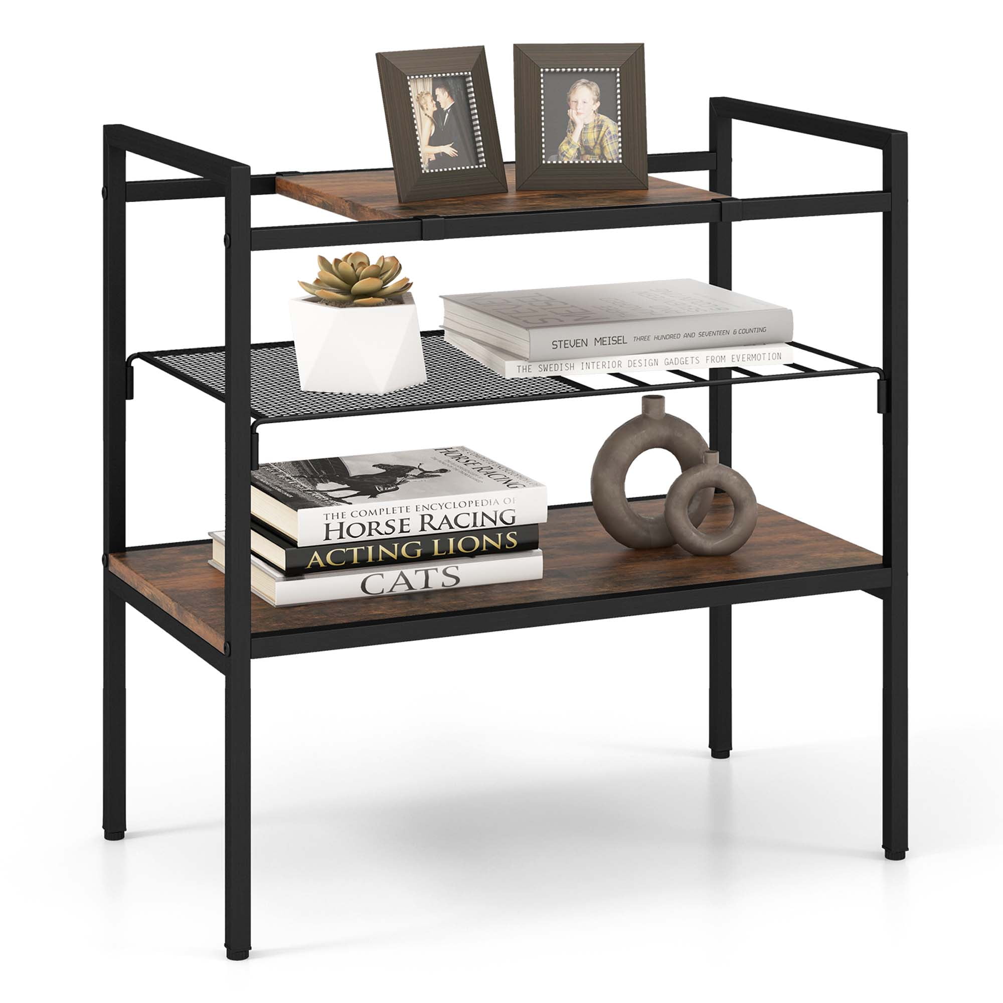 Costway Industrial Entryway Table, 3-Tier Sofa Side Table, Narrow ...