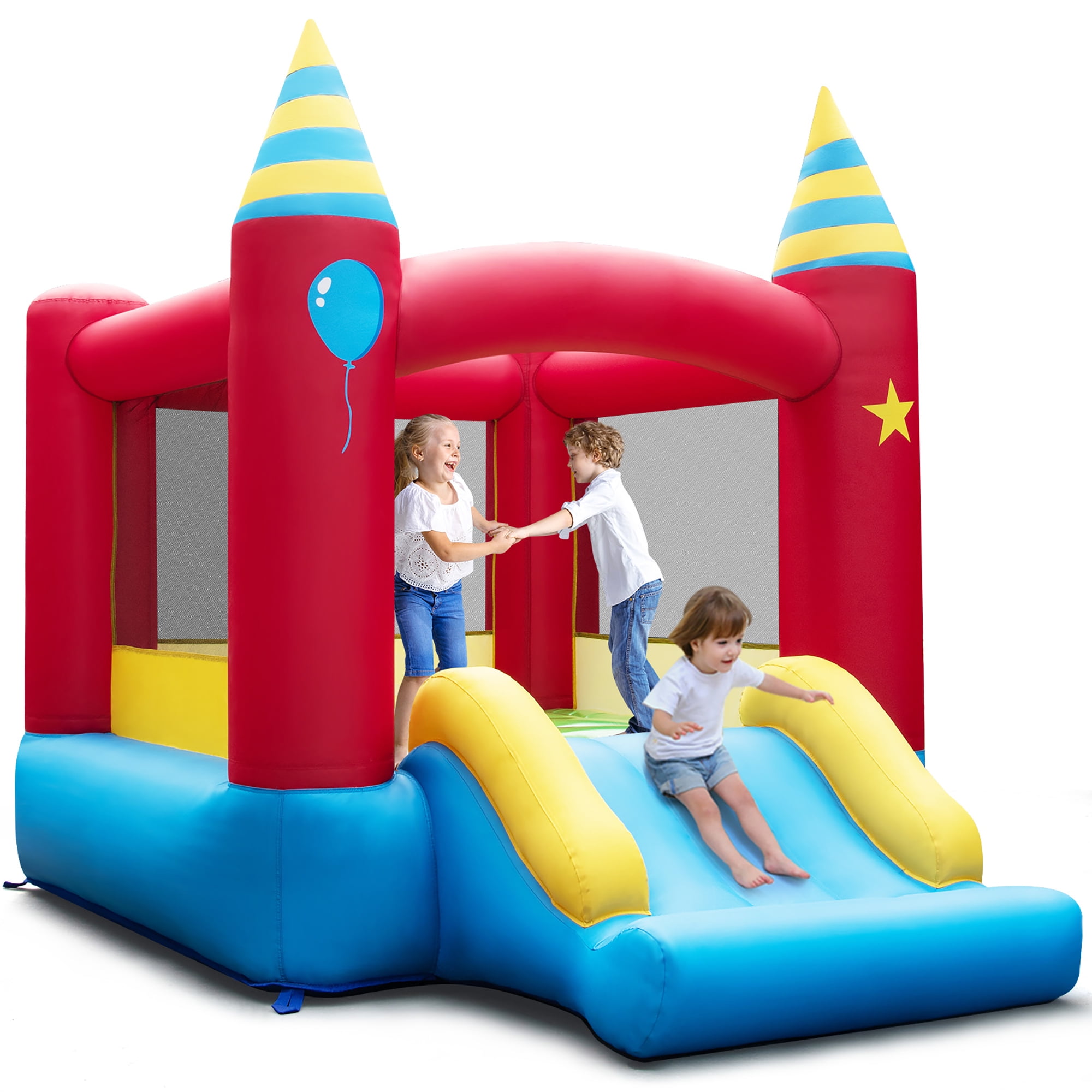 Costway Kids Bouncy House Play Jumper, Indoor/Outdoor Inflatable Castle ...