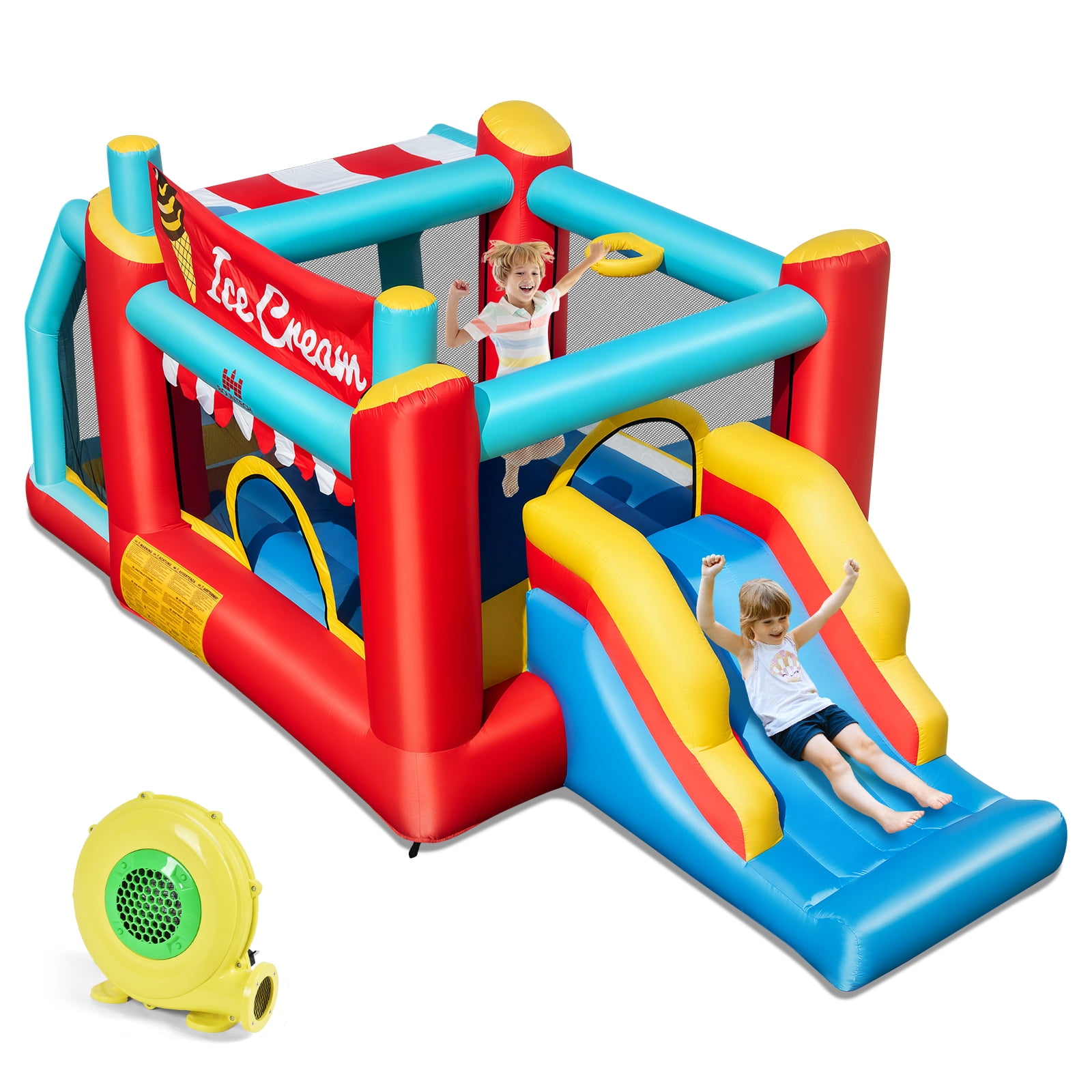 Costway Inflatable Bounce House 5-in-1 Kids Ice Cream Themed Castle ...
