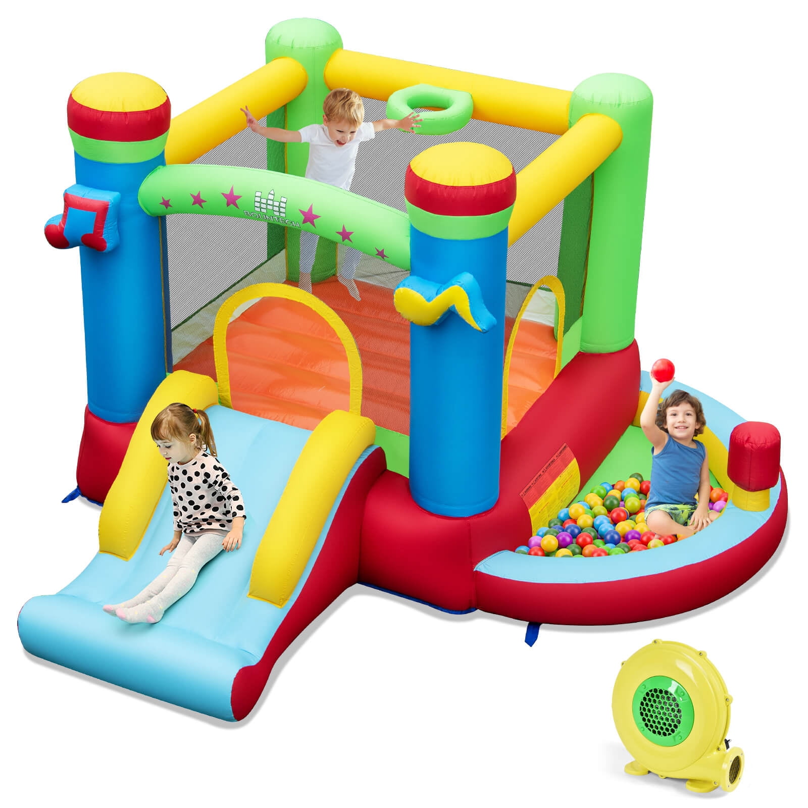 Costway Inflatable Bounce House, Indoor/Outdoor Jumping Bouncy Castle ...