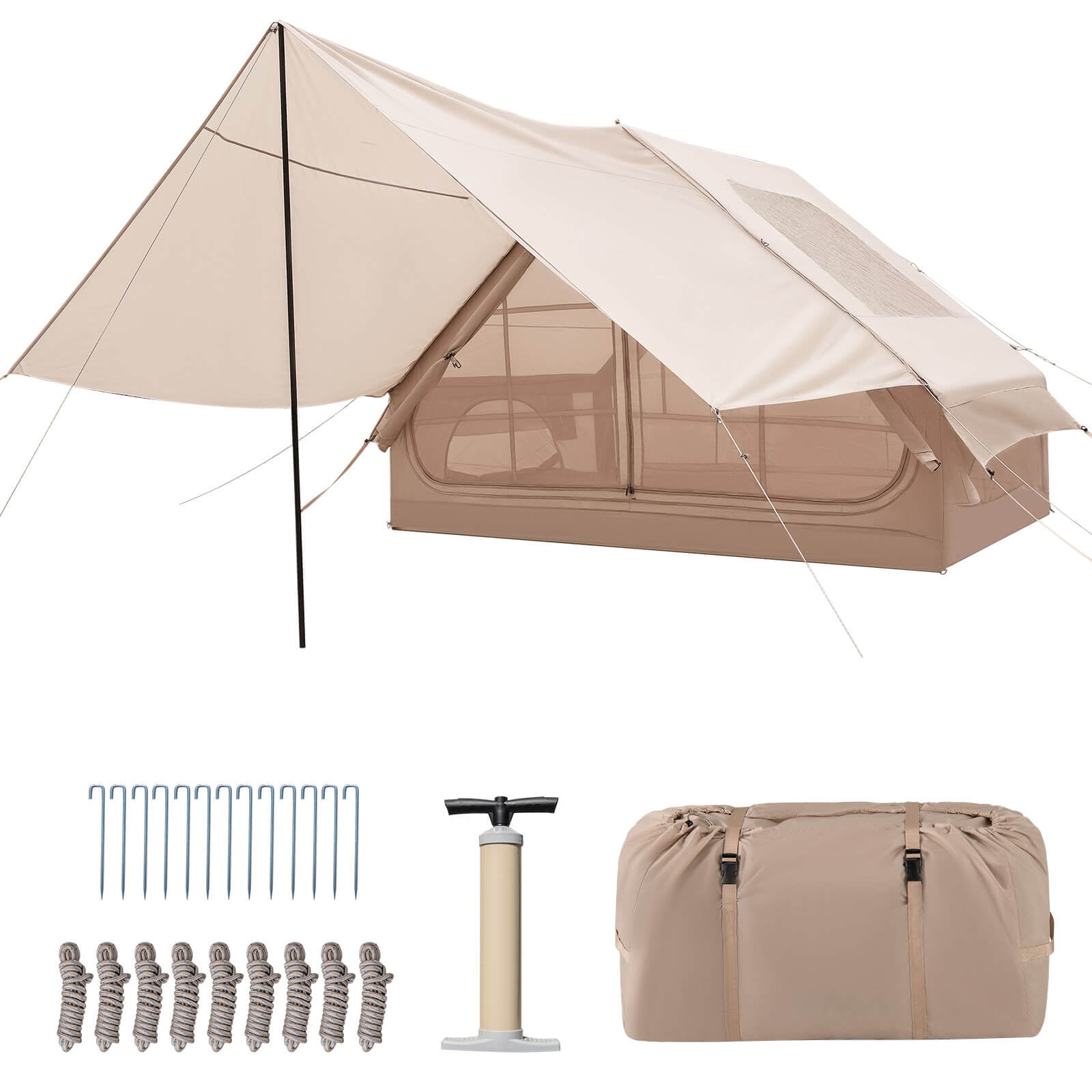 Costway Inflatable Camping Tent 4-6 People Waterproof Blow-up Air Tent ...