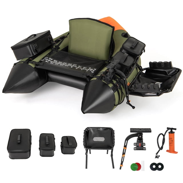 Costway Inflatable Fishing Float Tube Portable Fishing Boat with 3 ...