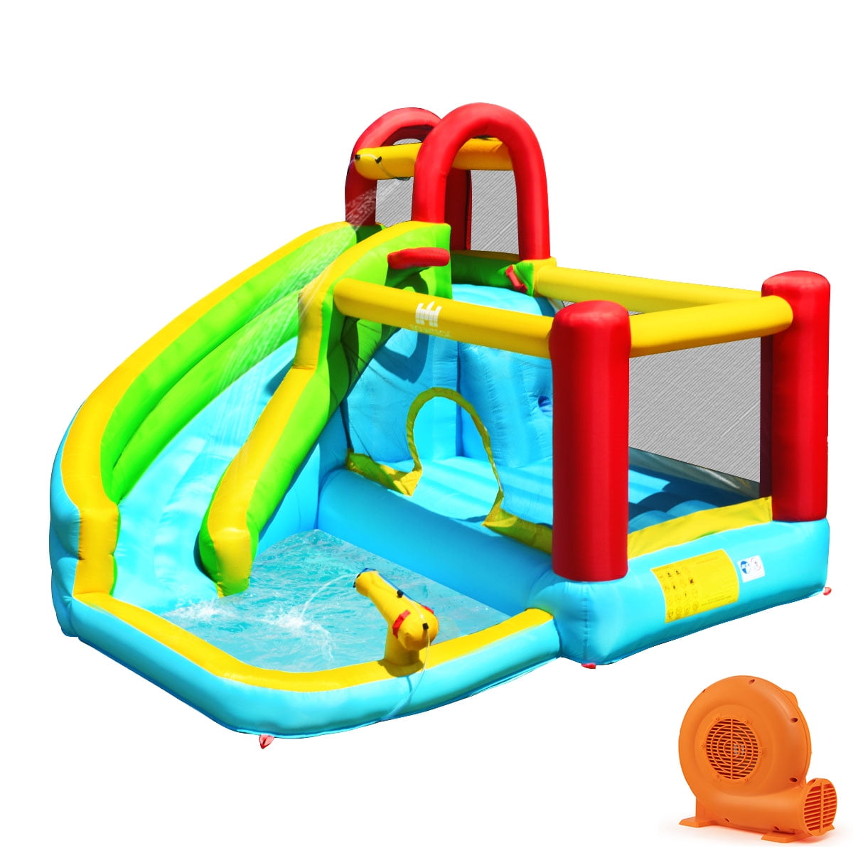 Costway Big Backyard Inflatable Water Slide, Wet Blow Up for Toddlers ...