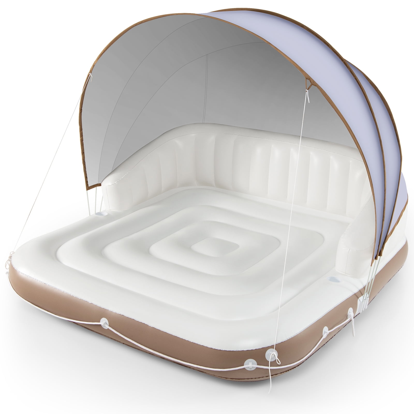 Costway Inflatable Pool Float Summer Swimming Island with Retractable ...