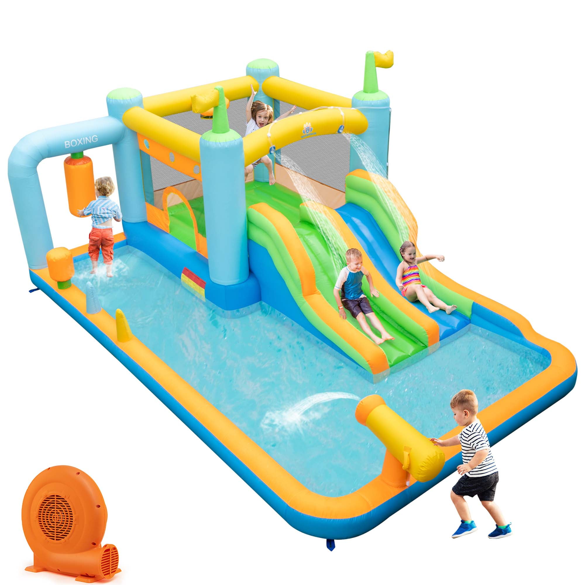 Costway Big Inflatable Water Slide, Wet Outdoor Backyard Play, Kids ...