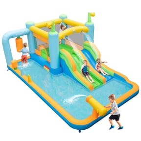 Gymax Inflatable Water Slide Blowup Water Park w/ Dual Slides Without ...