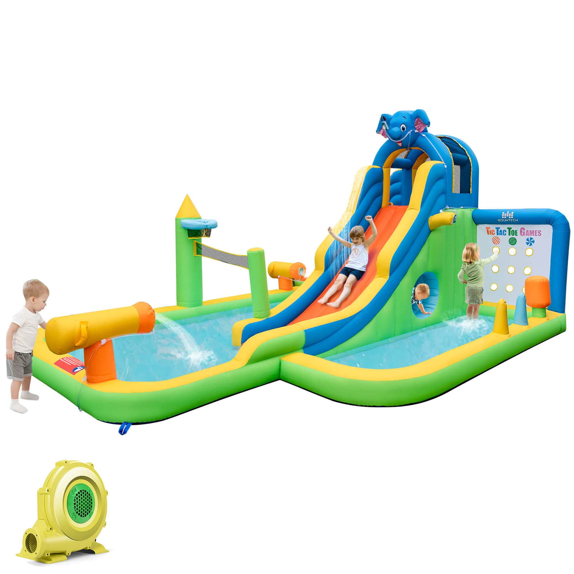 Costway Big Swimming Park Inflatable Water Slide with Giant Splash Pool ...