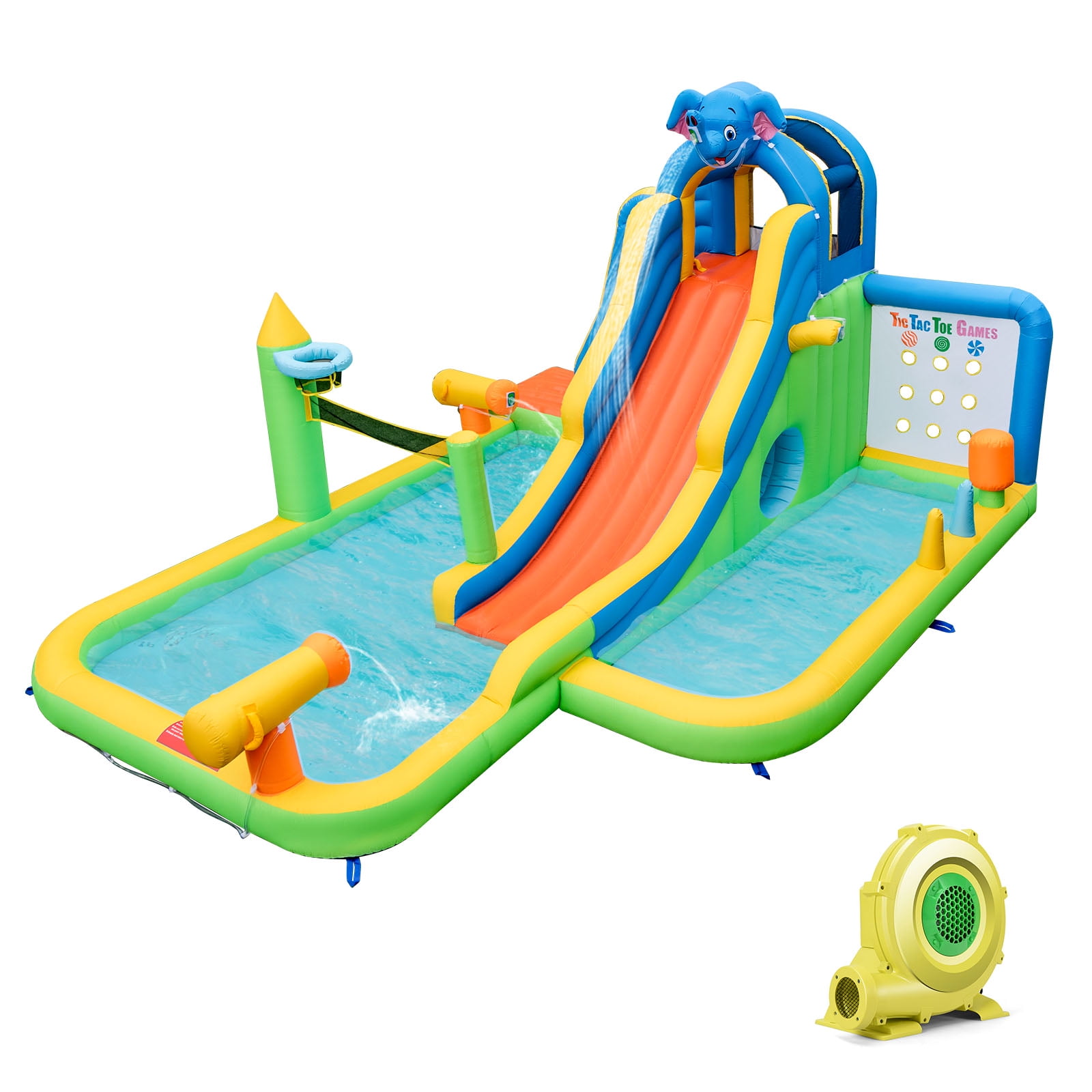 Costway Big Swimming Park Inflatable Water Slide with Giant Splash Pool ...