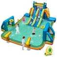 Costway Inflatable Water Slide with 2 Long Slides Pool Climbing Walls ...
