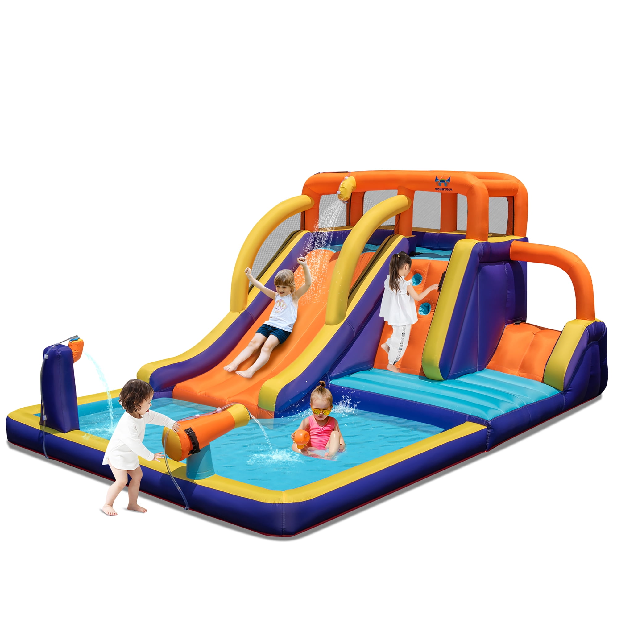 Costway Big Outdoor Water Park: 4-in-1 Inflatable Kids Bounce Castle ...