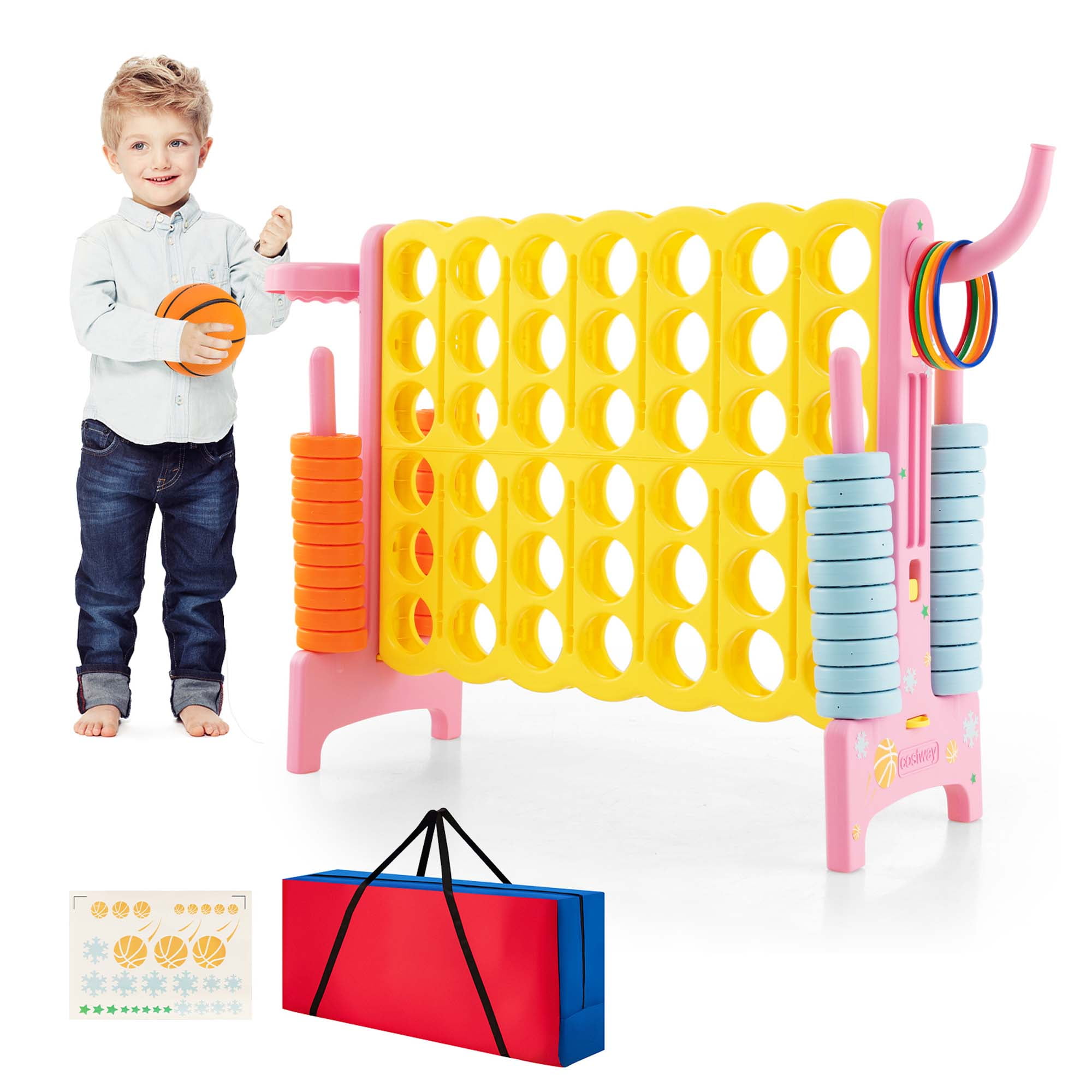 Costway Jumbo 4-to-Score 4 in A Row Giant Game Set with Carry Bag ...