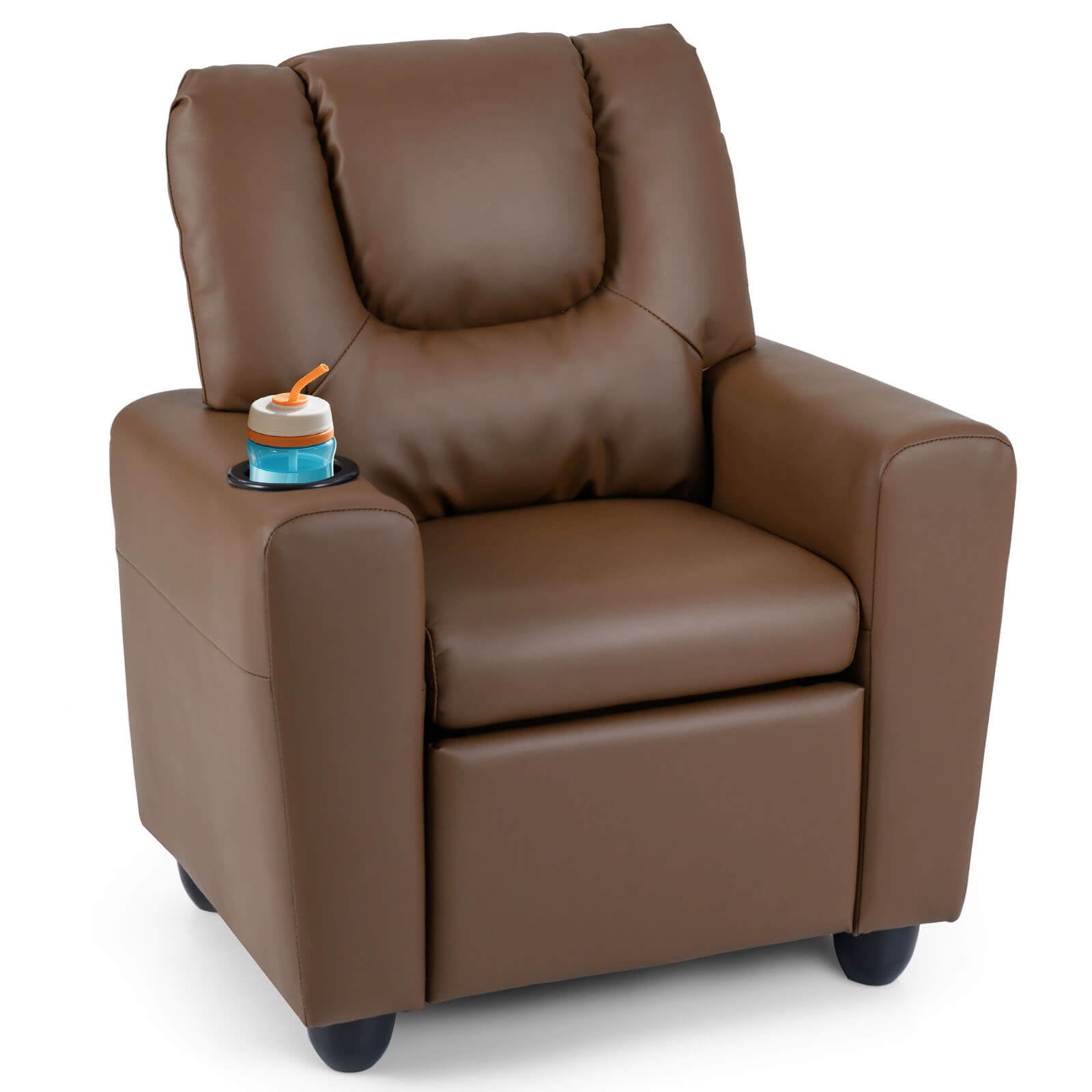 Costway Kids Recliner with Cup Holder & Adjustable Backrest & Footrest ...
