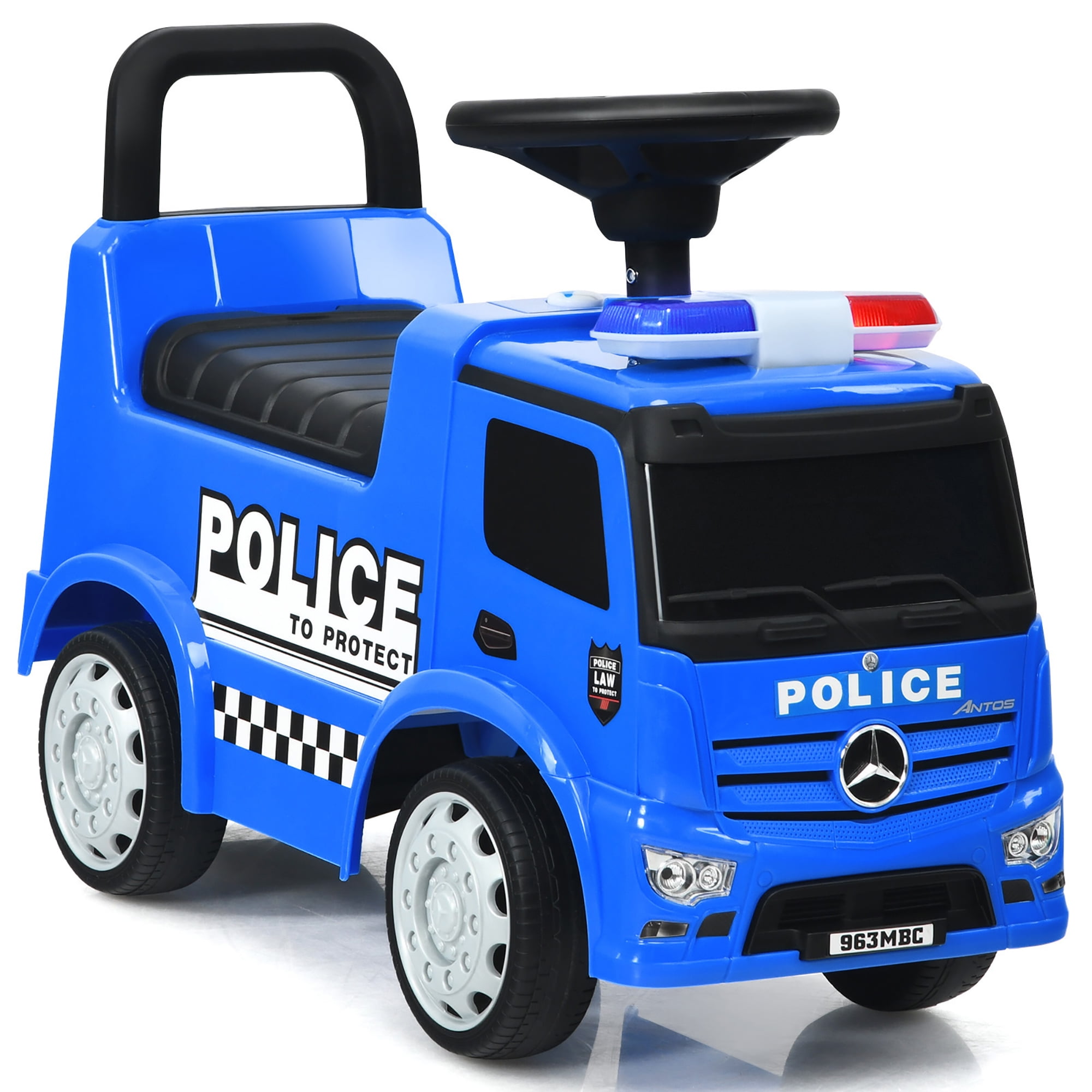 Costway Mercedes Benz Kids Ride On Police Car, Push and Ride Racer with ...