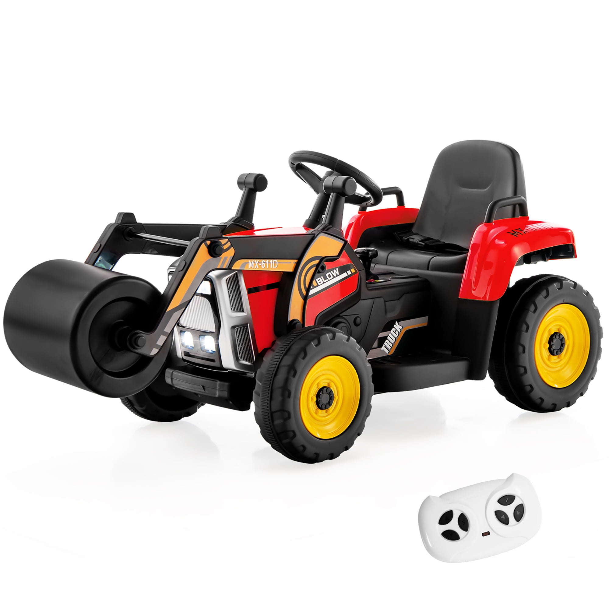 Costway Kids Ride On Roller 12V Electric Remote Motorized Tractor w ...