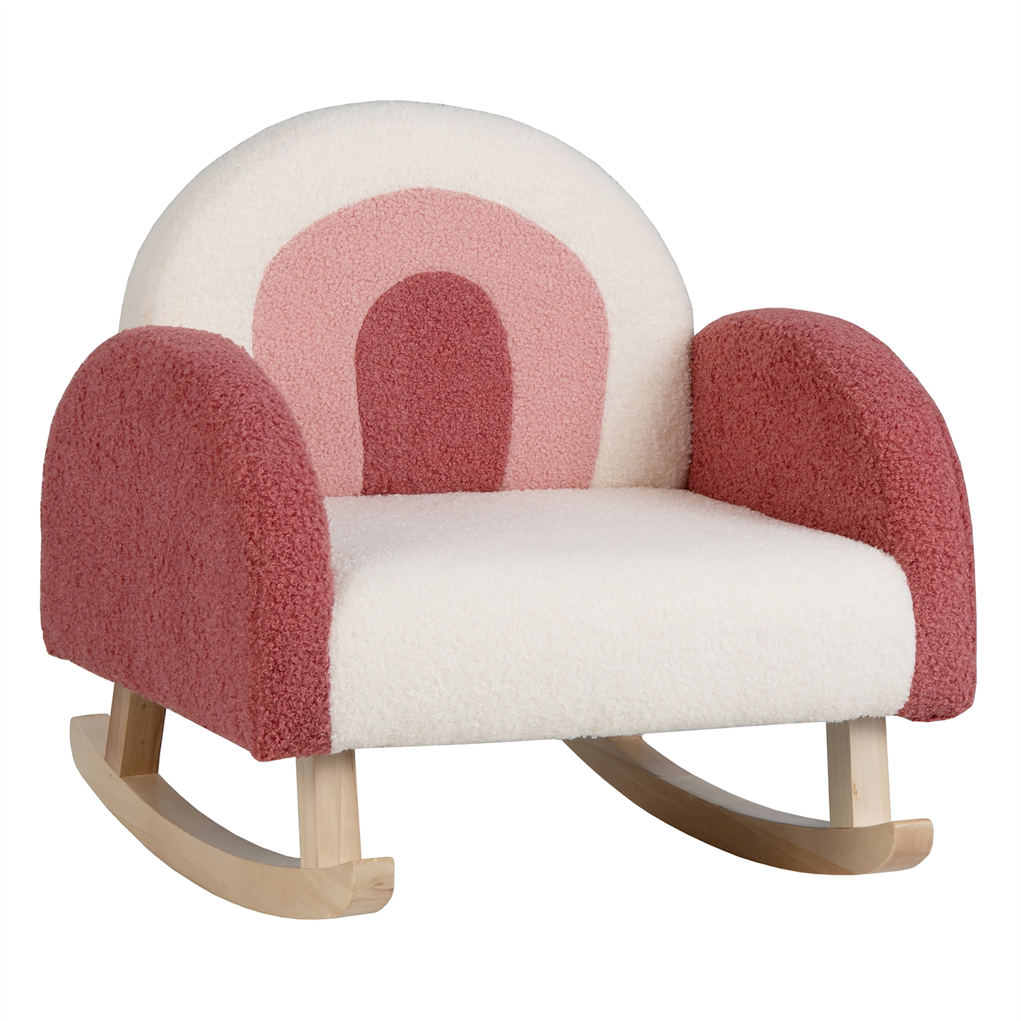 Costway Kids Rocker Chair, Velvet Upholstered Armchair for Nursery ...