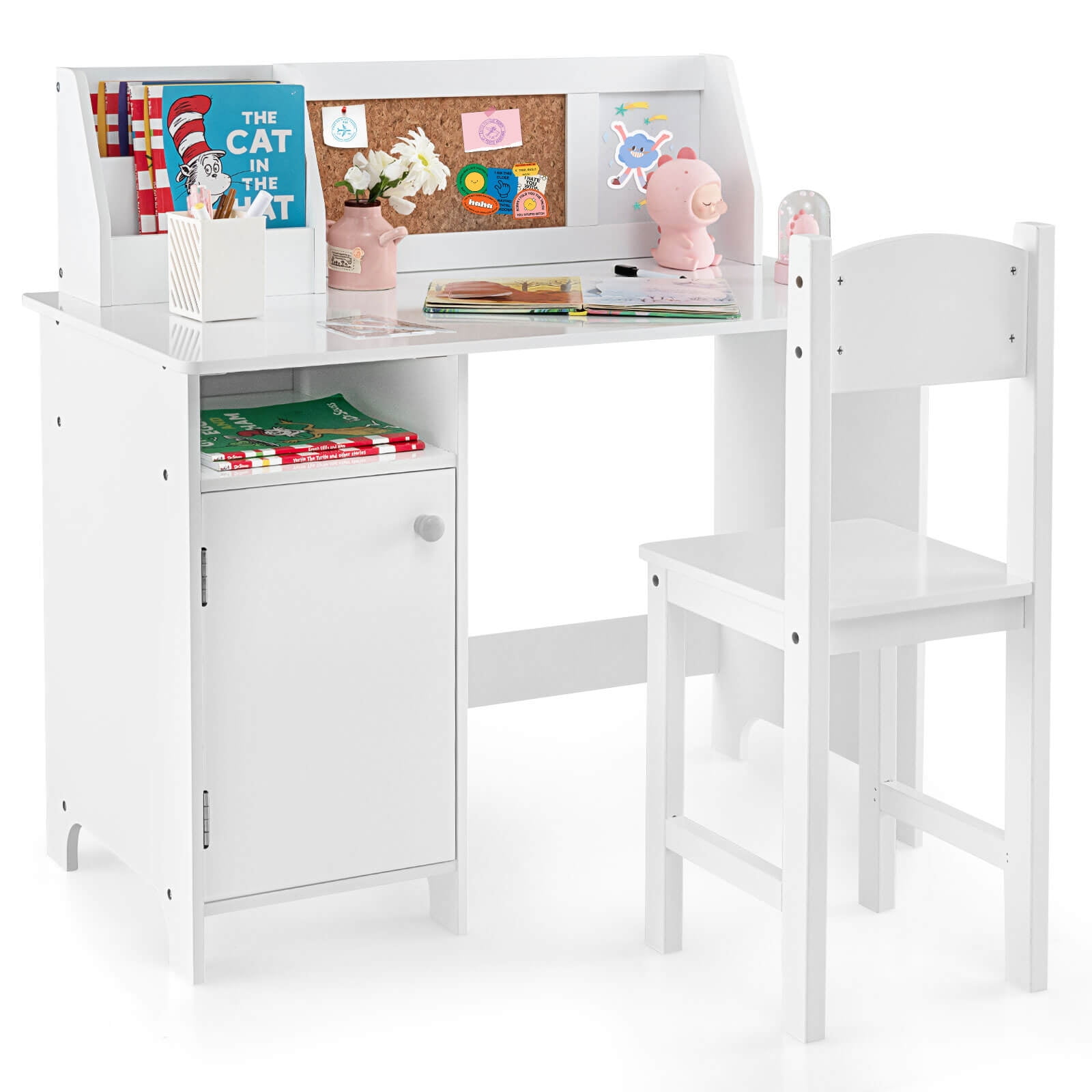 Costway Kids Study Desk Chair Children Table & Chair Set with ...