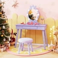 Costway Kids Vanity Set Princess Vanity Table & Chair Set with Lighted ...