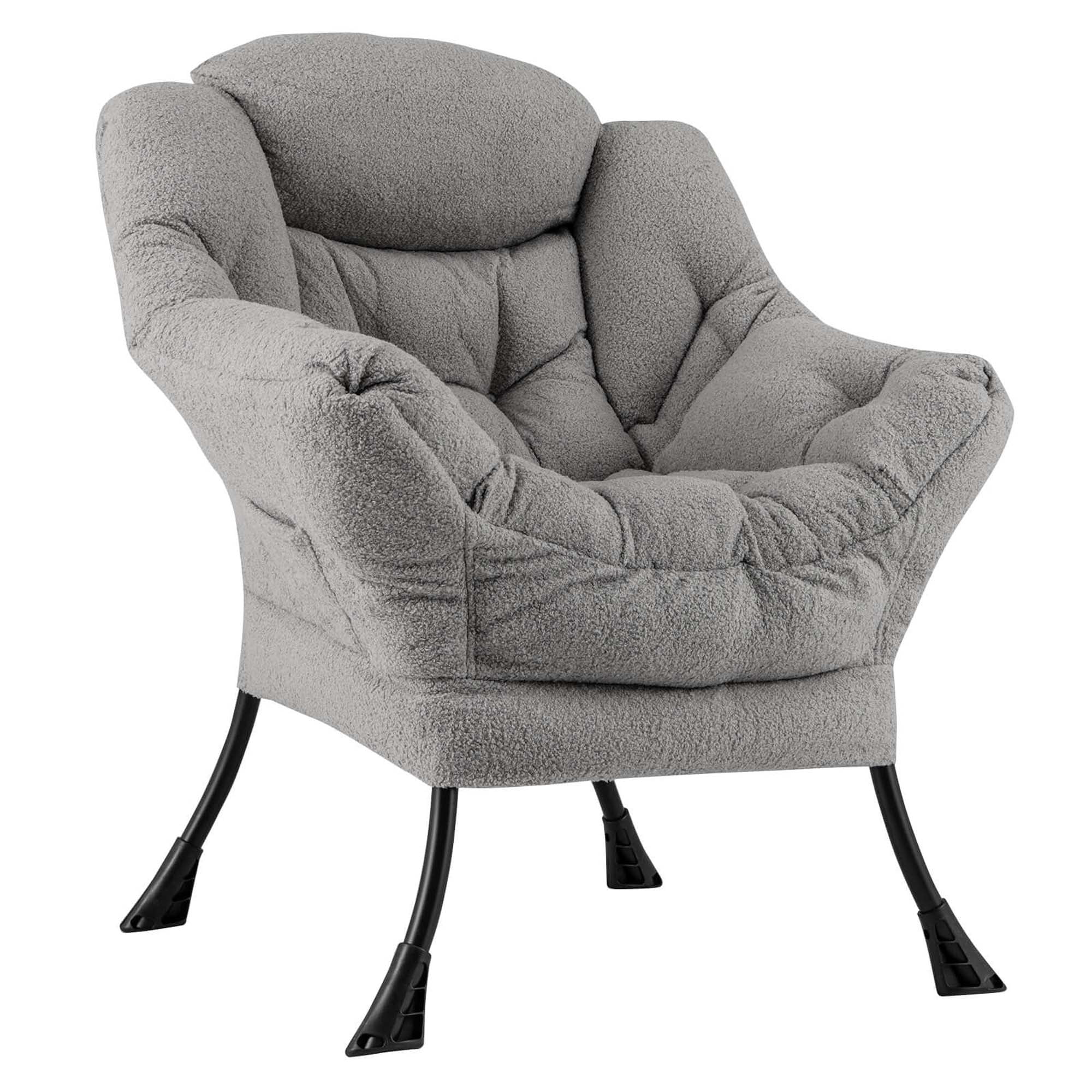 Costway Large Lazy Chair with Cozy Head Pillow Stylish Tufted Back ...
