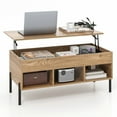 Costway Lift Top Coffee Table with Hidden Storage & 3 Cubbies, Easy ...