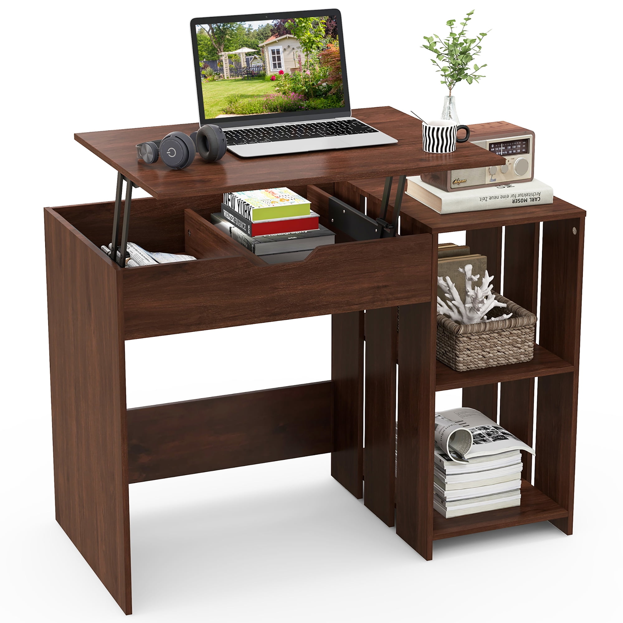 Costway Adjustable Height Study Desk, Small Space Saver Work Area with ...