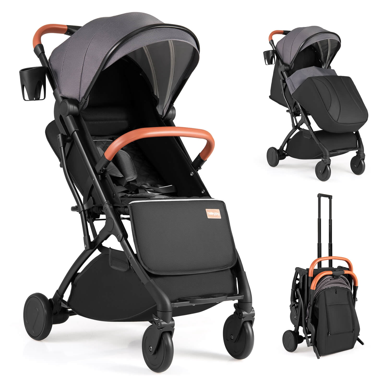Costway Lightweight Baby Stroller with One-Hand Folding, Extendable ...