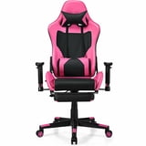 Costway Gaming Chair - Ergonomic Recliner, Leather, Footrest, Adults ...