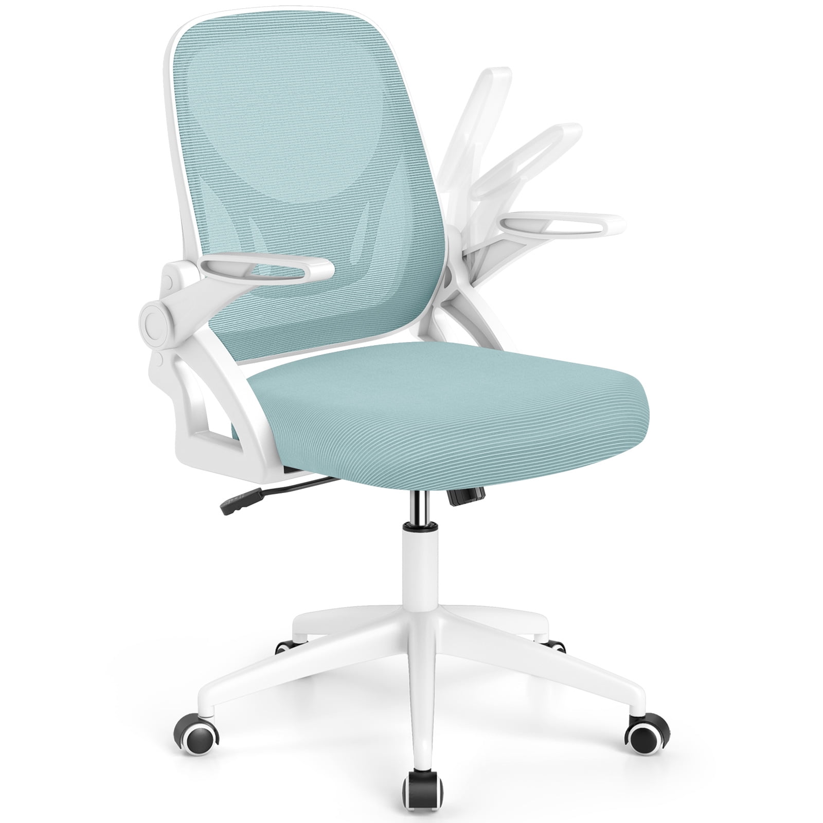 Costway Mesh Office Chair with Lumbar Support & Flip-up Arms Rolling ...