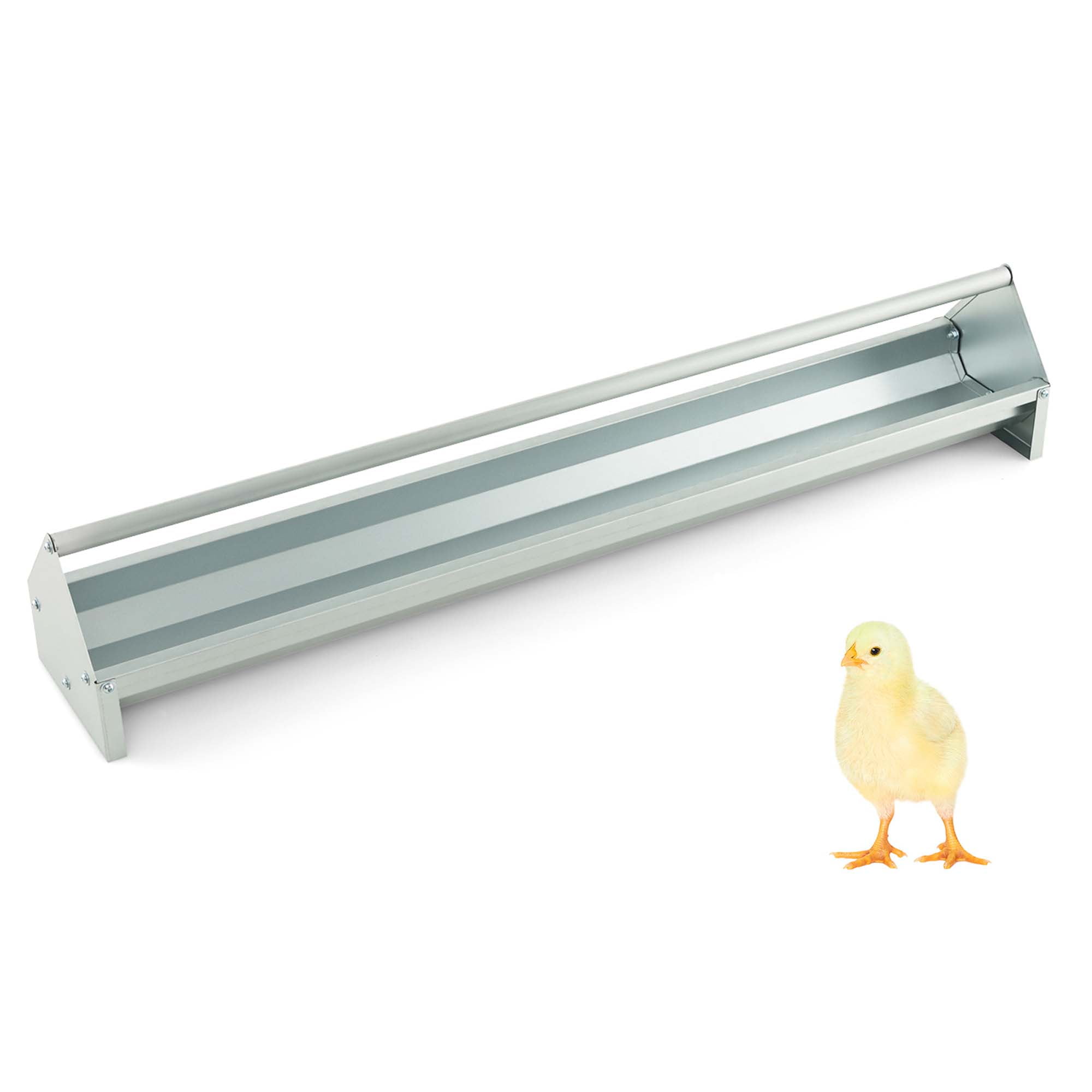 Costway Metal Chicken Feeding Trough Galvanized Steel Chicken Feeder ...
