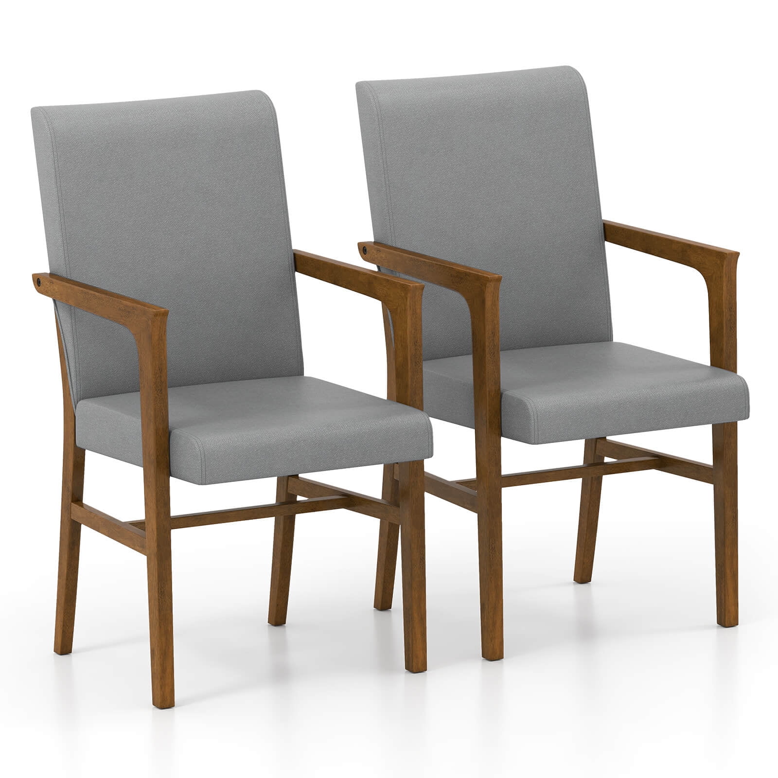 Costway Mid-Century Modern Dining Chairs Set of 2 Upholstered Accent ...