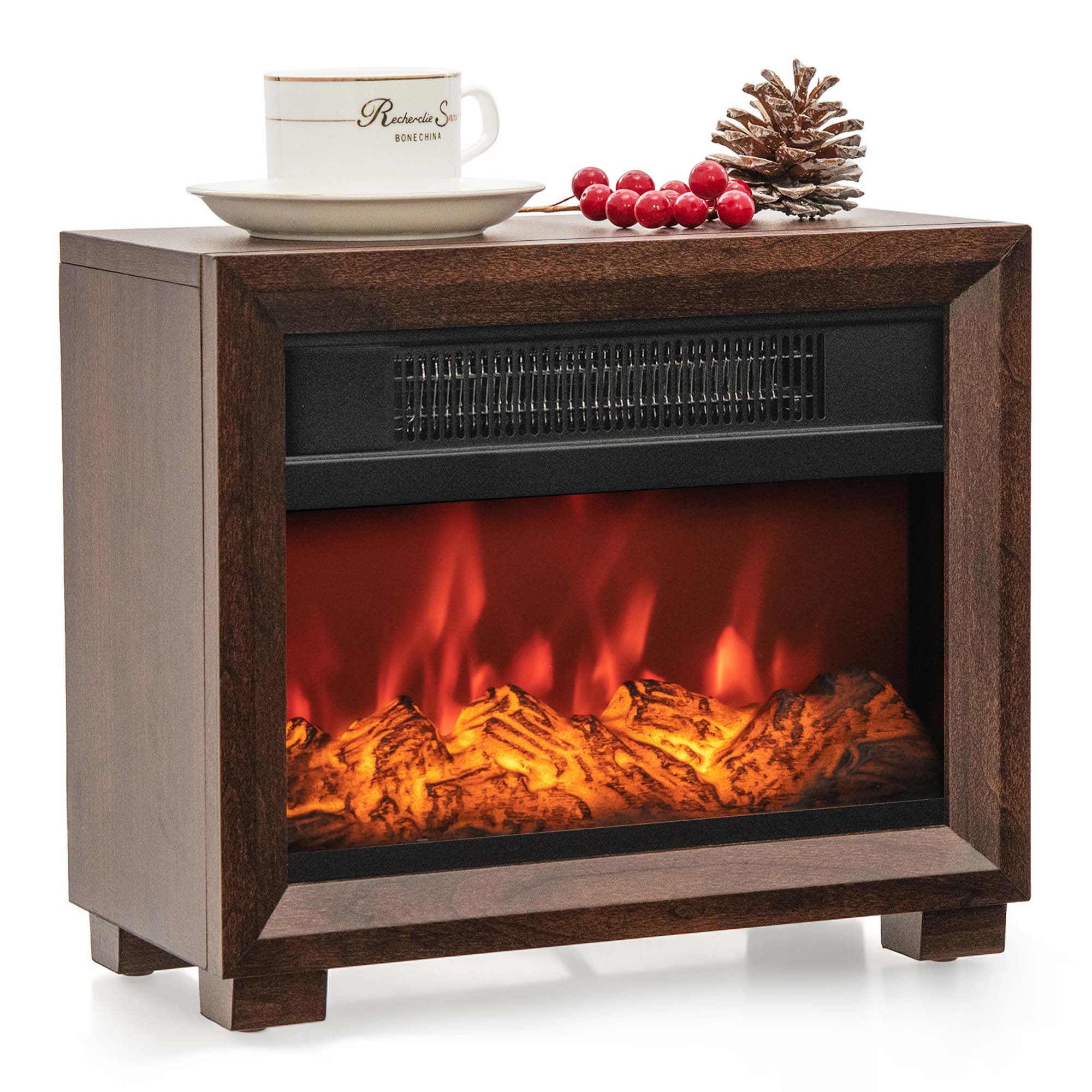 Costway LED Mini Electric Fireplace: Energy-efficient, Portable ...