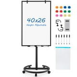 Costway Magnetic Whiteboard 40x26 Inches with Stand, Adjustable Height ...
