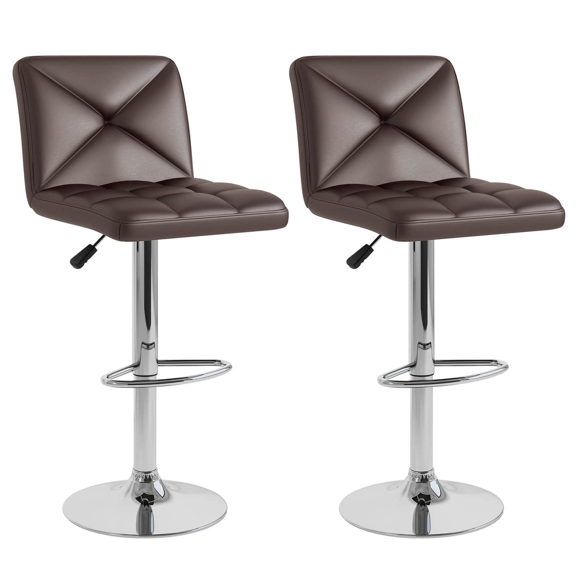 Costway Modern Bar Stools Set of 2 PU Leather Upholstered Swivel ...