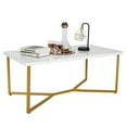 Costway Modern Coffee Table with Faux Marble Tabletop & Golden Y-shaped ...