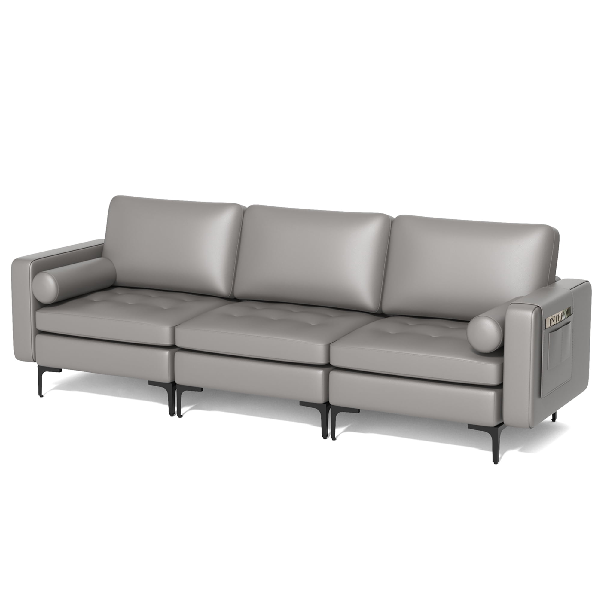 Costway Modern Modular 3-Seat Sofa Couch with Side Storage Pocket ...