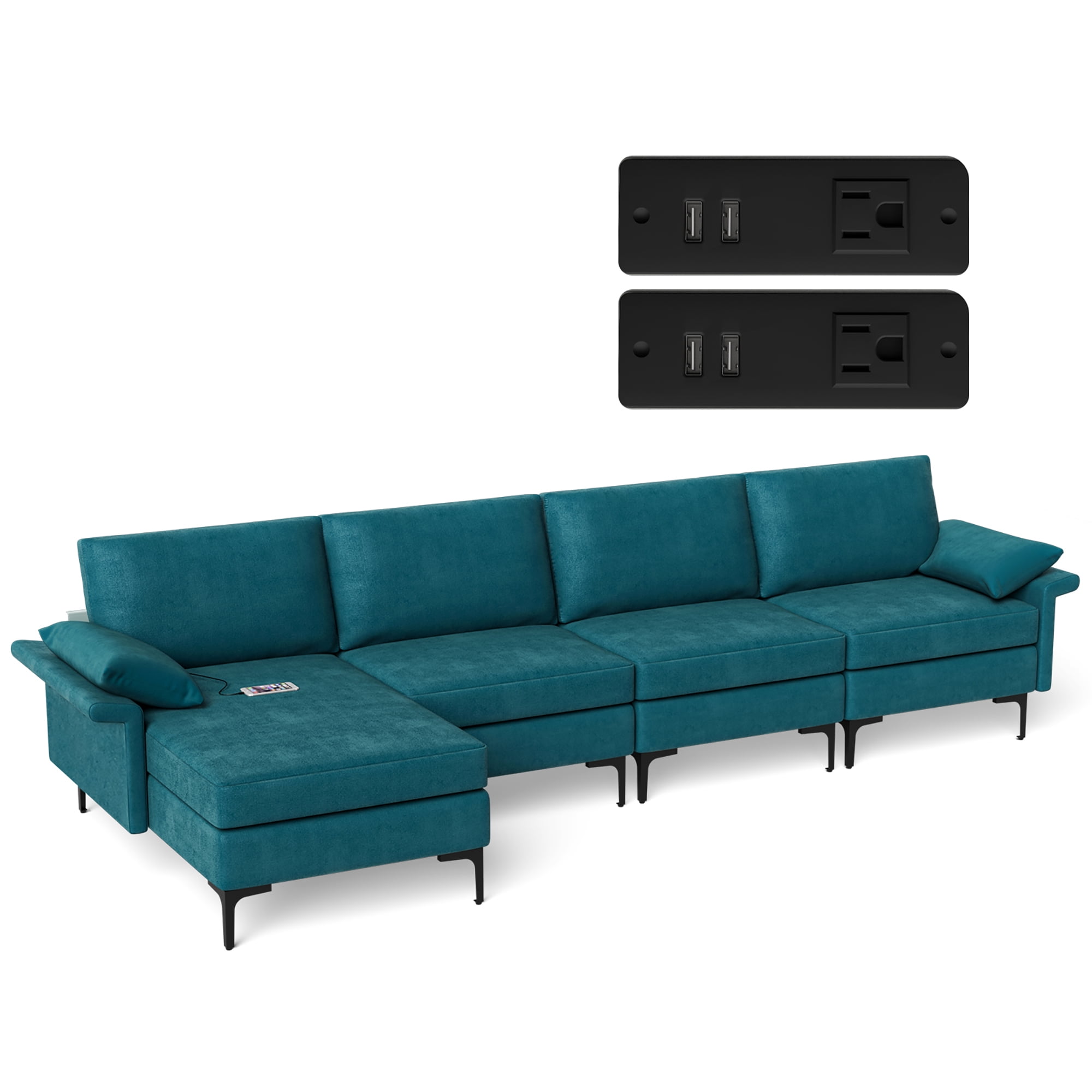 Costway Modern Modular L-shaped Sectional Sofa w/ Reversible Chaise & 4 ...