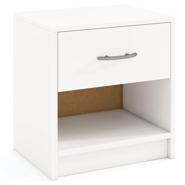 Costway Modern Nightstand Bedside Table with Drawer Open Storage Shelf ...