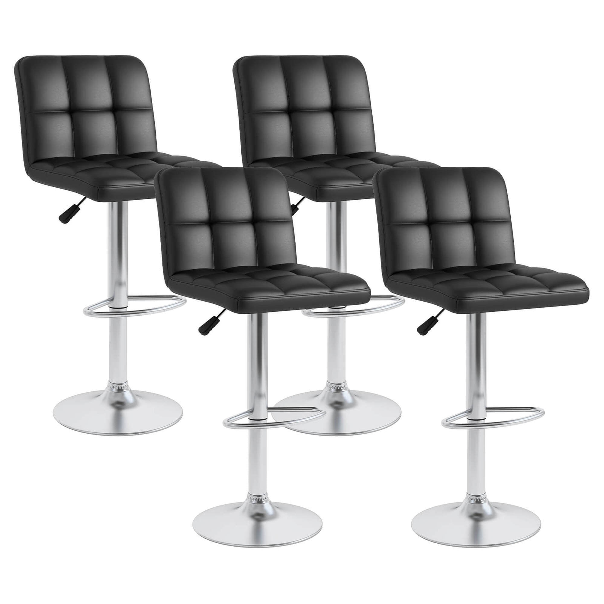 Costway Modern Swivel Bar Stools Set of 4 with Heavy-duty Metal Base ...