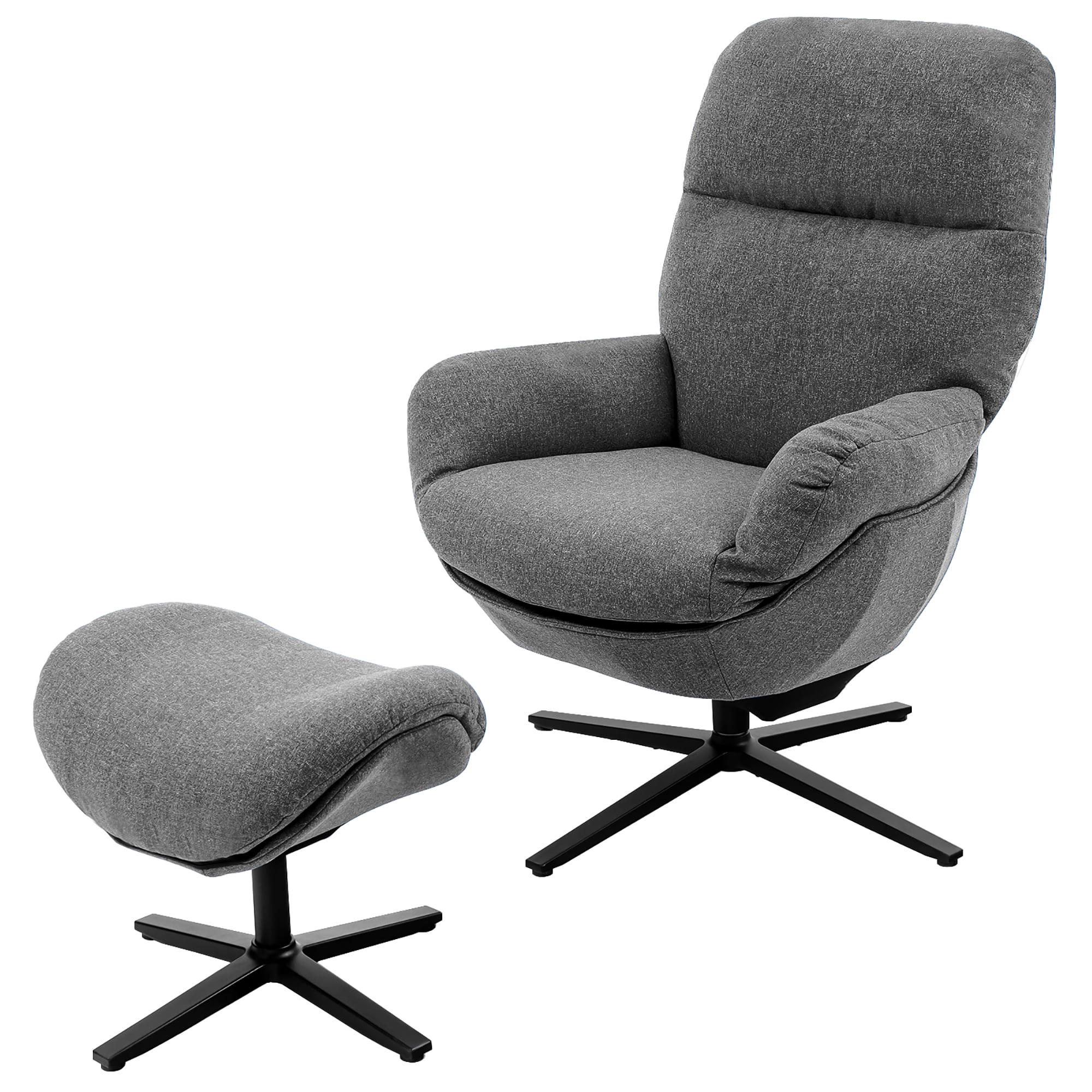 Costway Steel Indoor Glider Swivel Rocking Chair & Ottoman Set in Grey ...