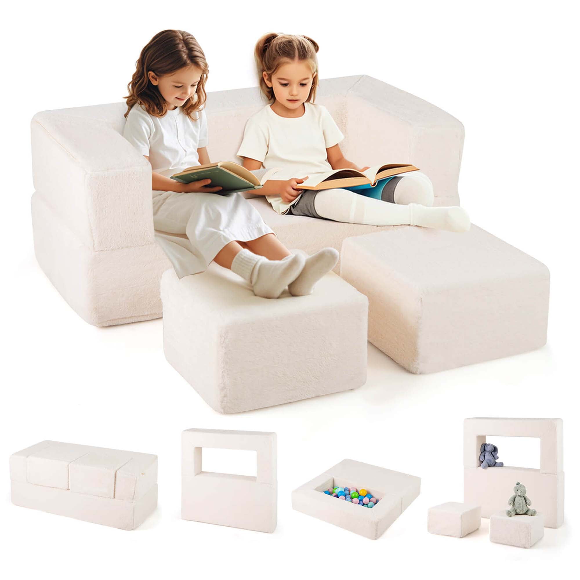 Costway Modular Kids Sofa Children's Couch/High Chair with Armrests ...