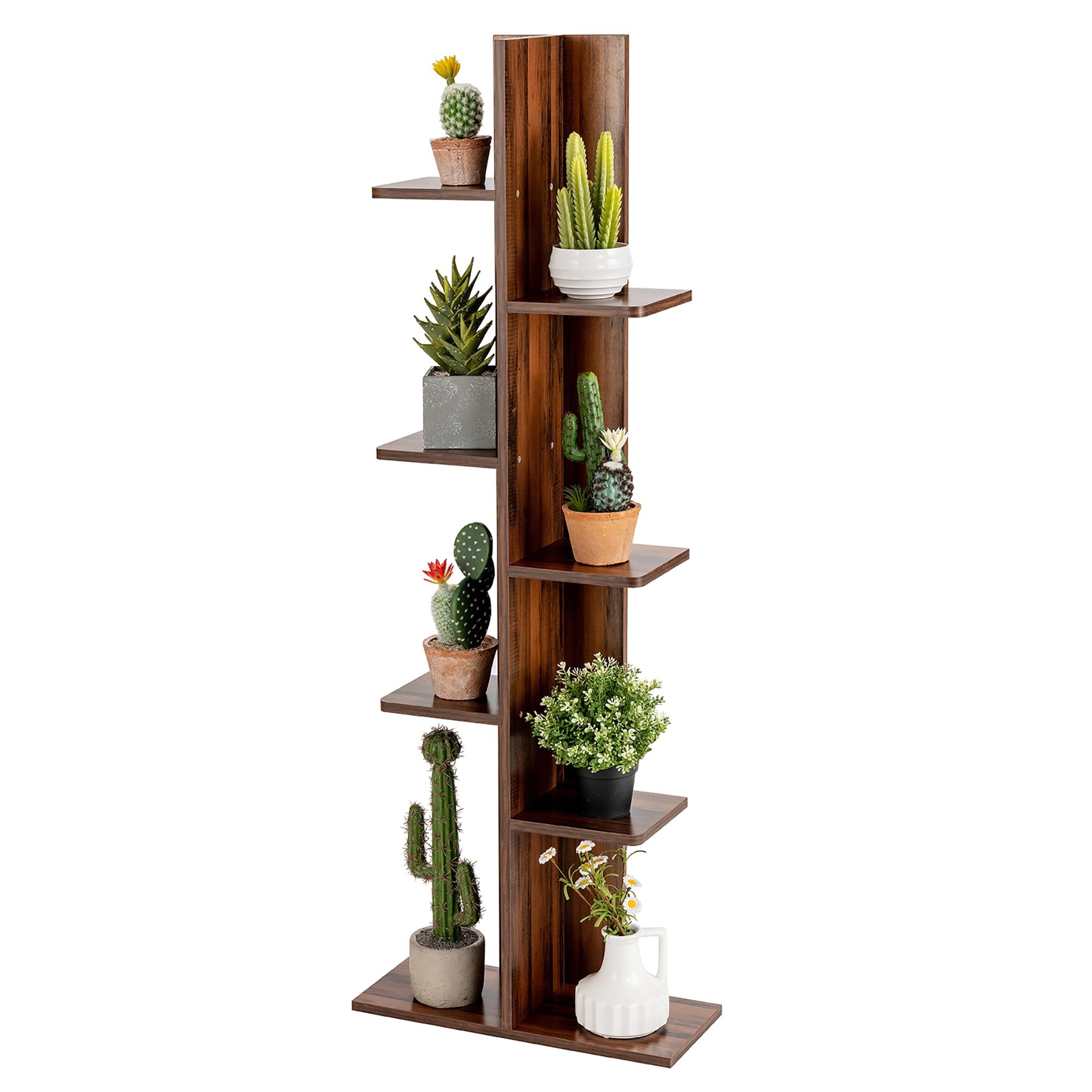 Costway 7-Tier Standing Storage Bookcase, Plant Display Shelf Rack ...