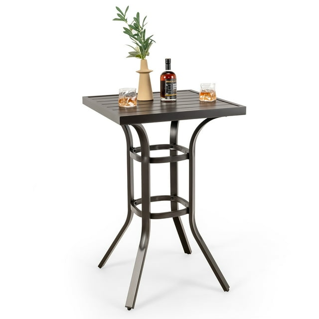 Costway Outdoor Bar Table 37" Bar Height Patio Table with Metal Frame ...