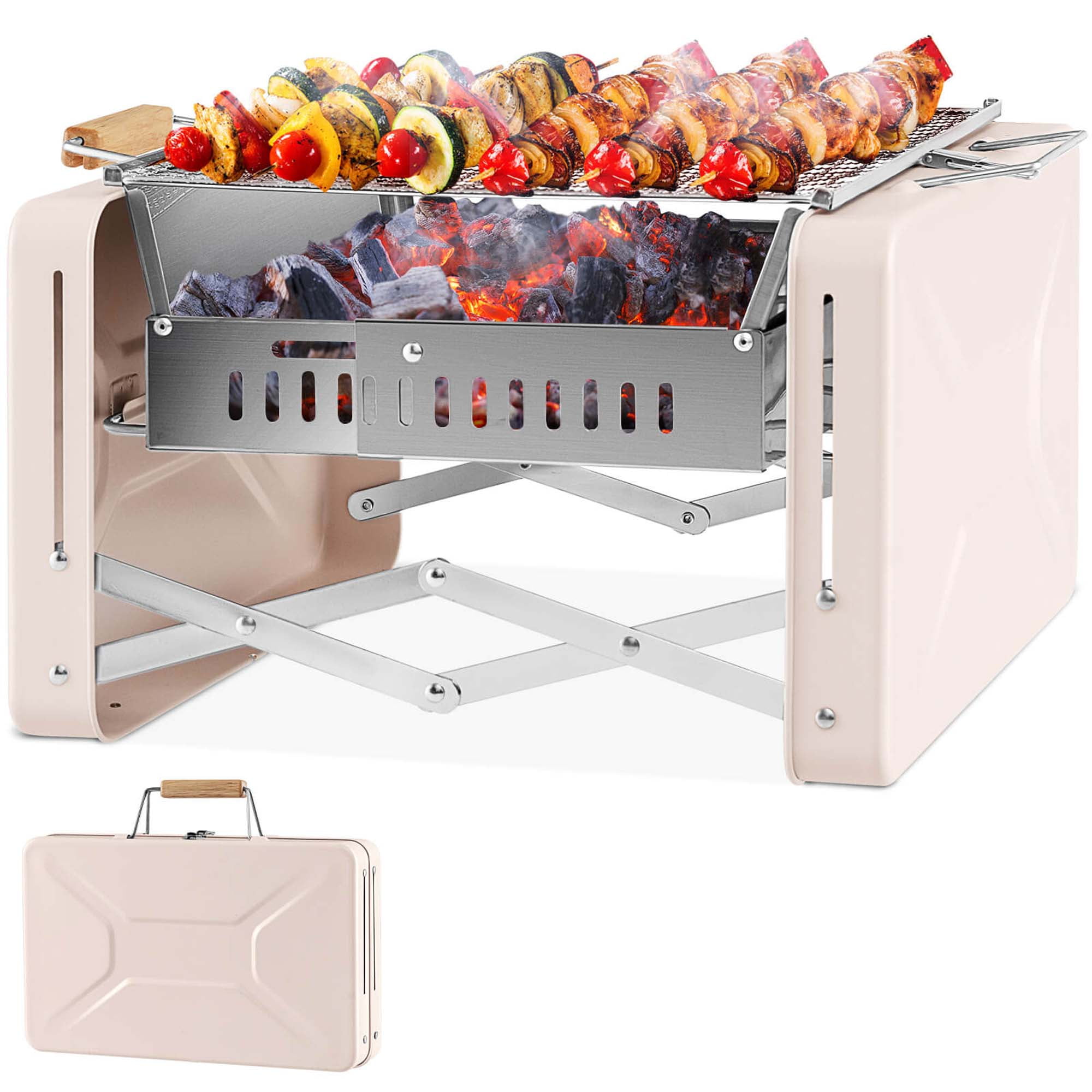 Costway Outdoor Charcoal Grill with 2 Stainless Steel Grill Nets ...