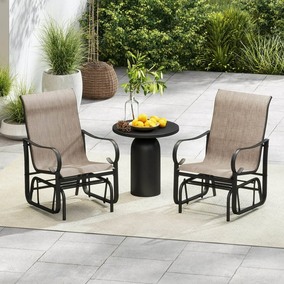 Costway Outdoor Glider Chairs Set of 2 with High Backrest Mesh Fabric ...