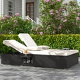Costway Outdoor Patio Daybed PE Wicker Double Chaise Lounge with ...